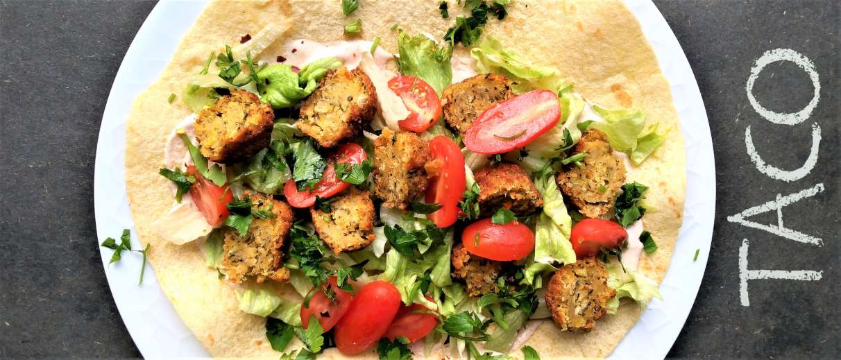 Falafel taco - Opskrift på Falafel taco - Maduniverset.dk